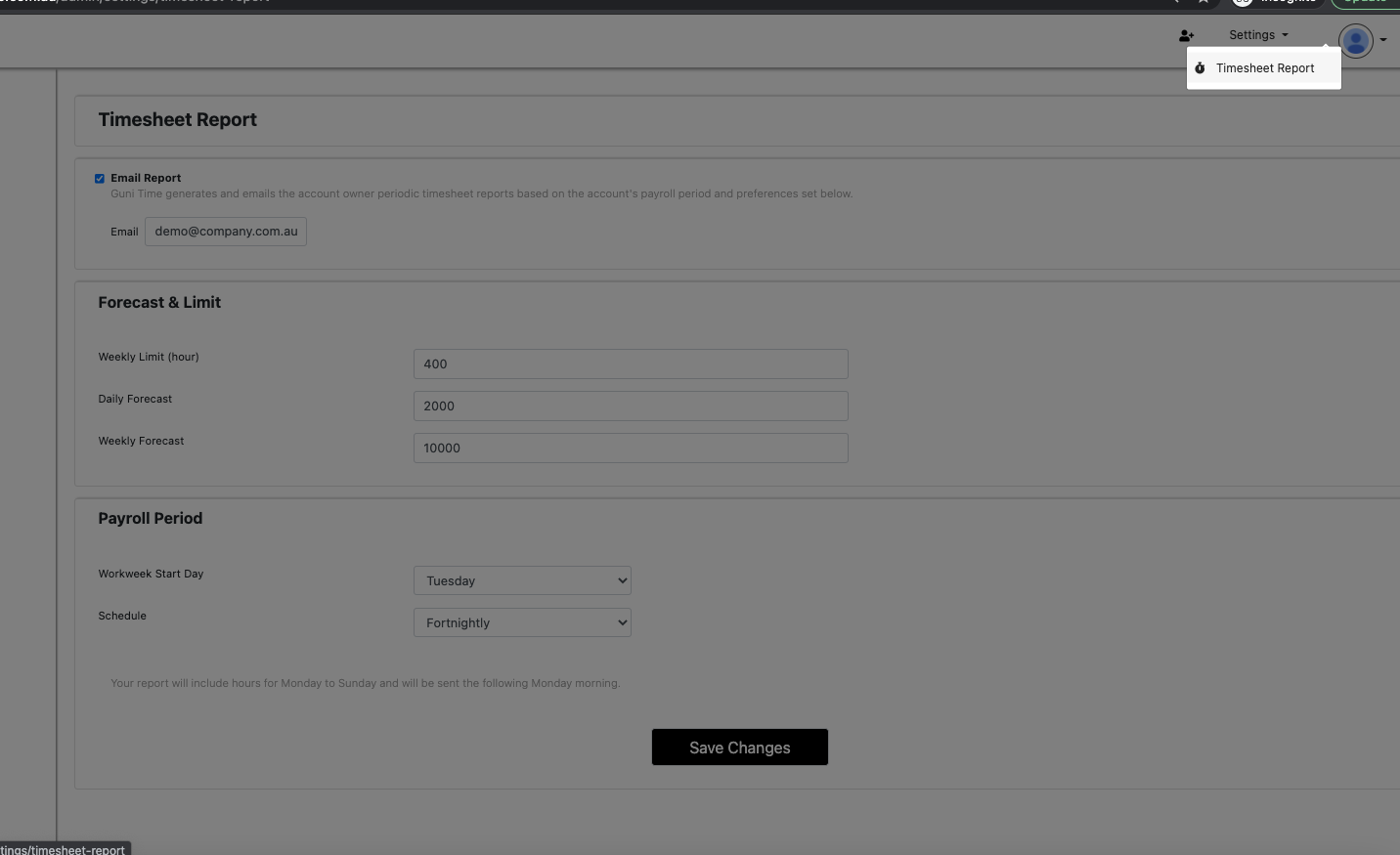 Setup Timesheet Payroll period - Knowledge Base